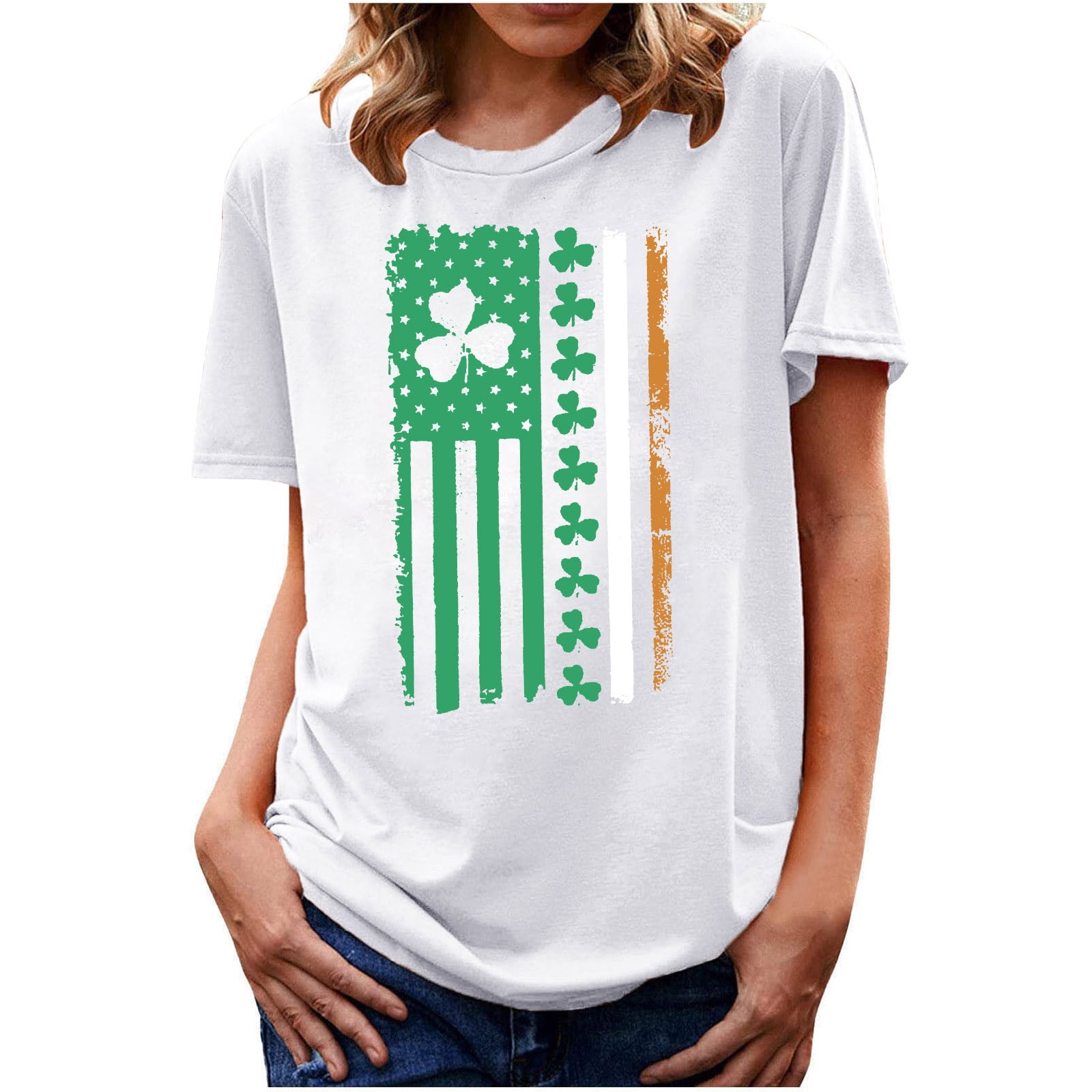 BLVB St Patricks Day Shirt Women Shamrock Shirts Green Short Sleeve ...