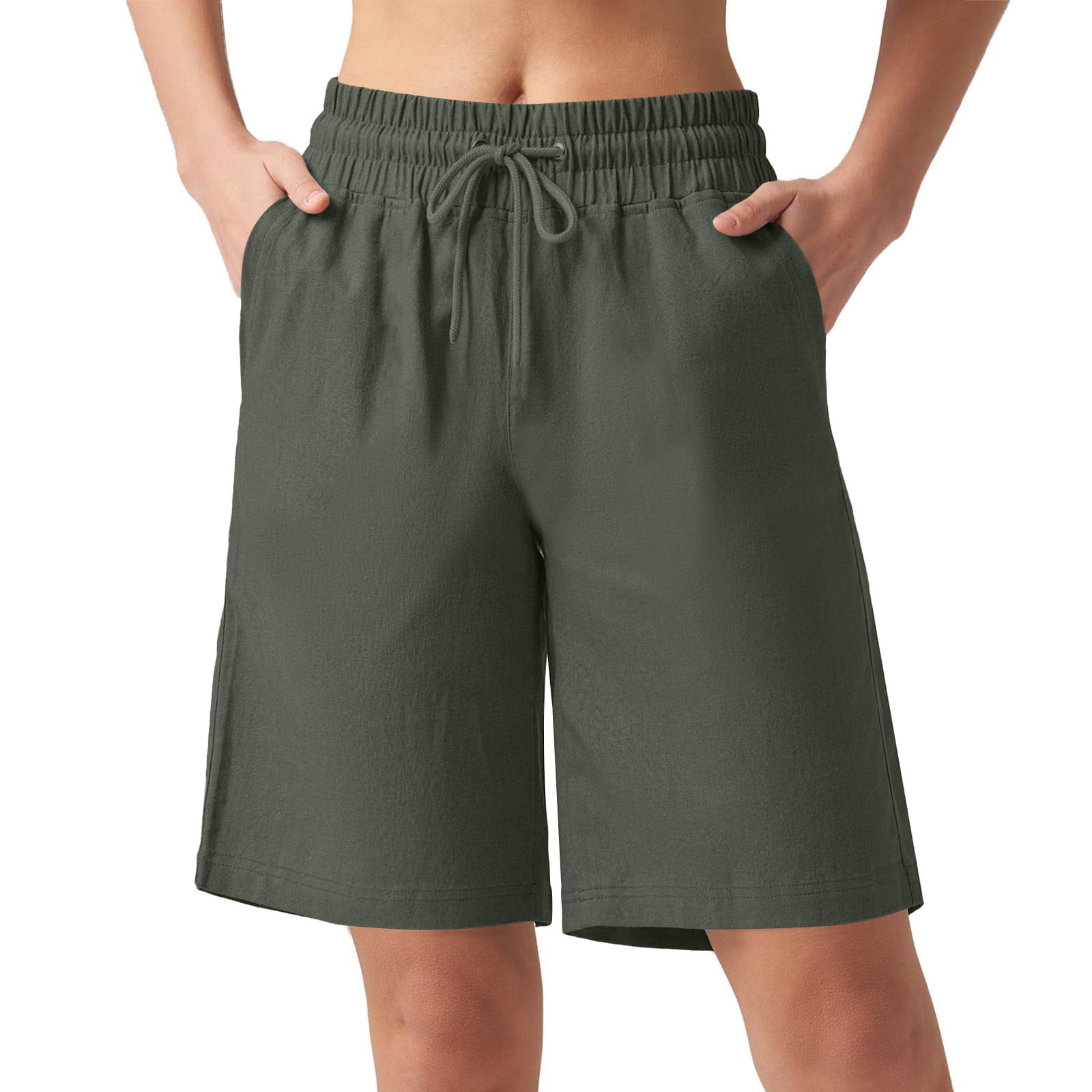 BLVB Summer Bermuda Shorts for Women Dressy Casual Wide Leg Shorts Knee ...