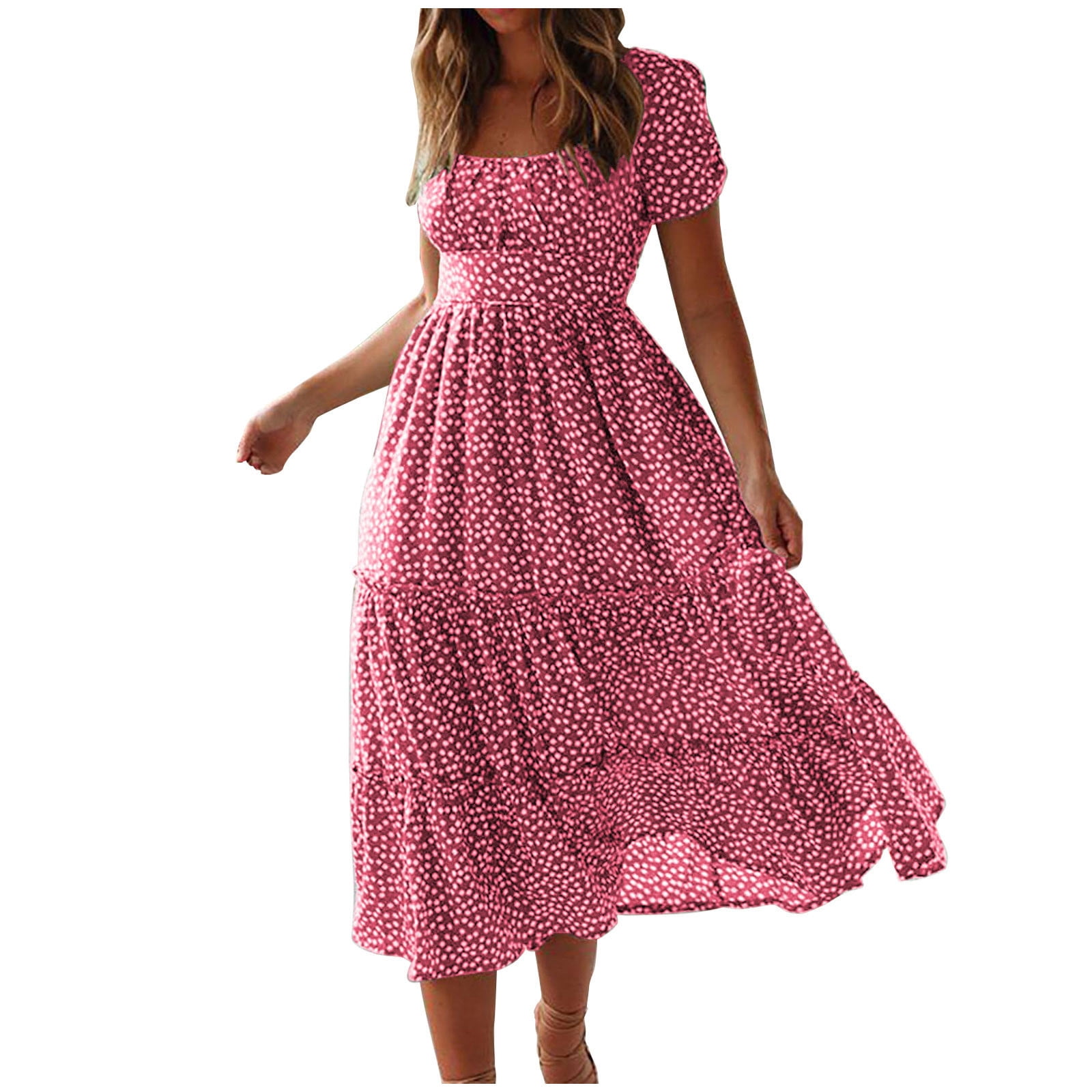 BLVB Summer Fall Dresses for Women 2024 Short Sleeve Trendy Beach Midi ...