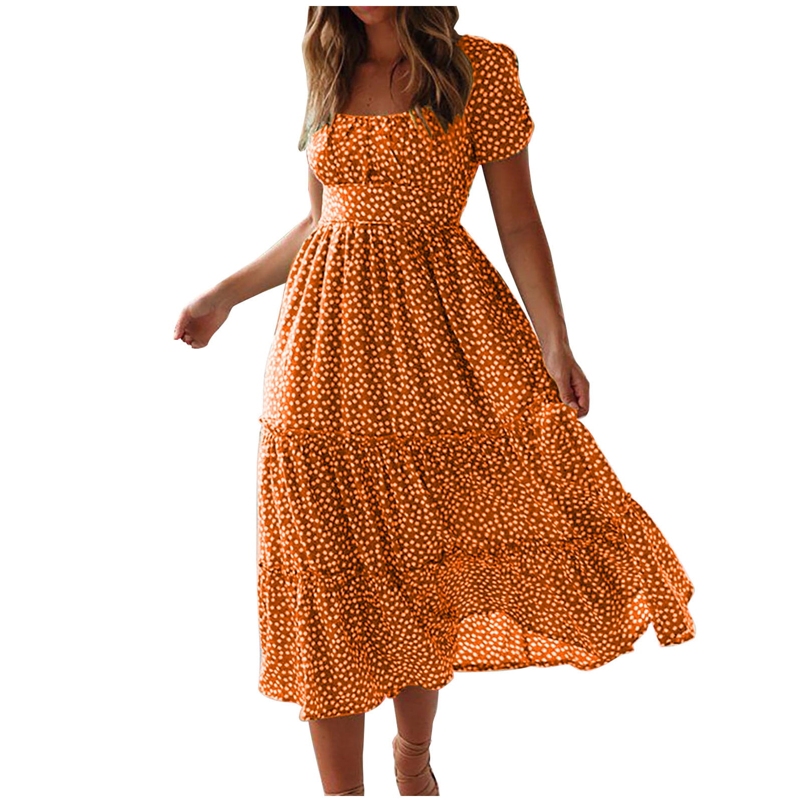 BLVB Summer Fall Dresses for Women Short Sleeve Trendy Beach Midi Dress ...