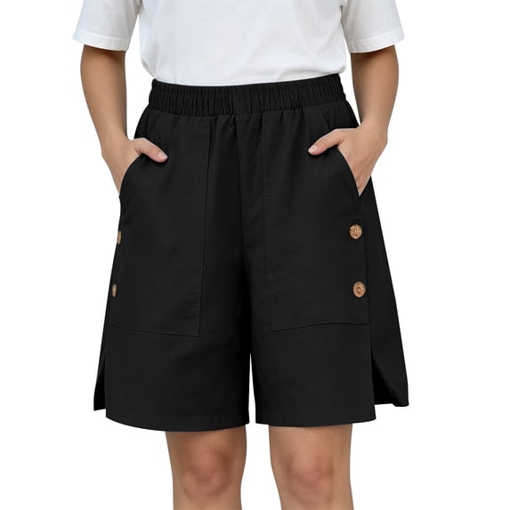 BLVB Summer Shorts for Women High Elastic Waist Wide Leg Bermuda Shorts ...
