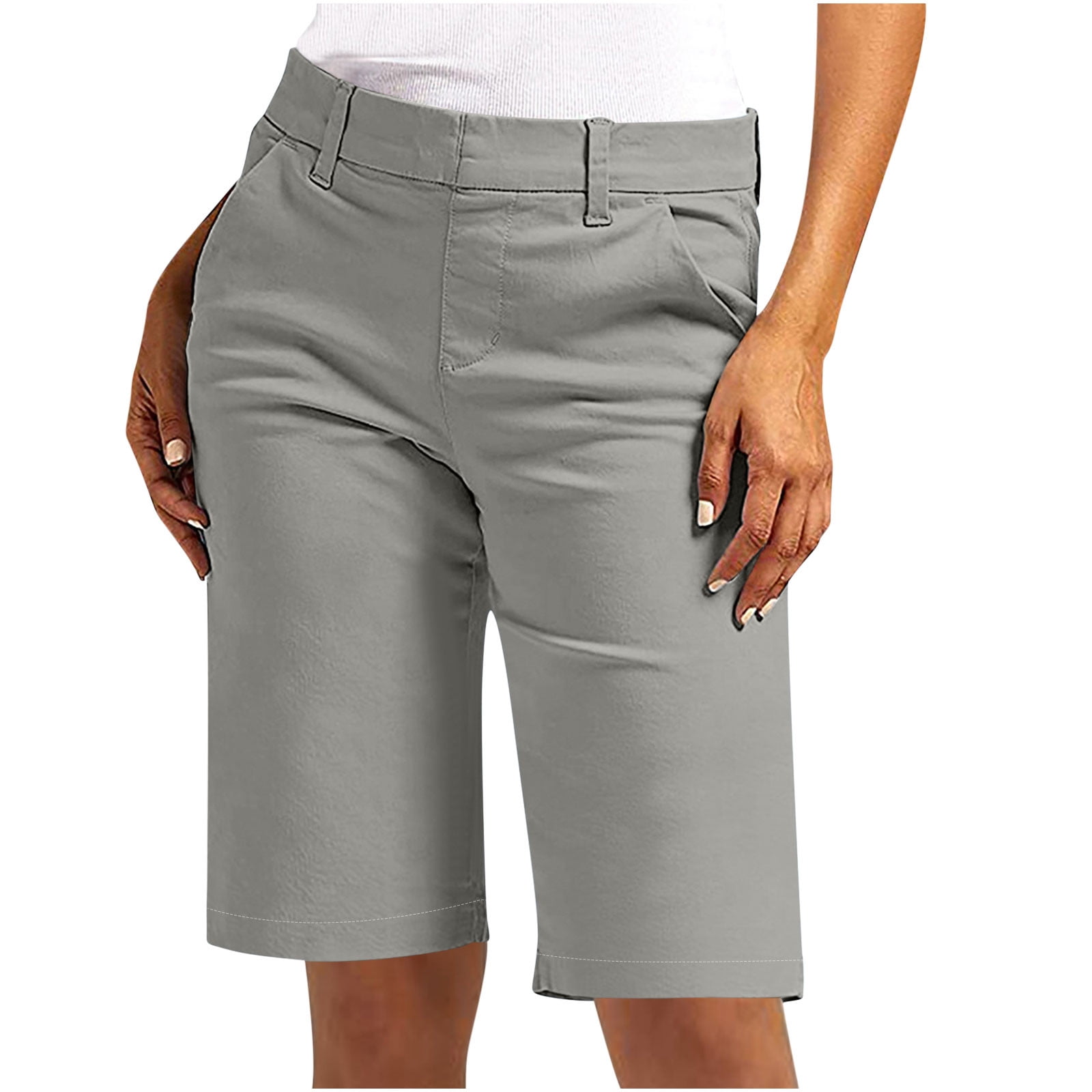 BLVB Summer Shorts for Women High Waist Straight Leg Knee Length Pull ...