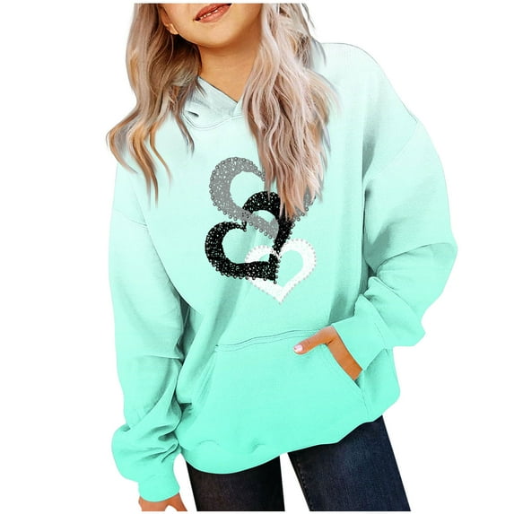 BLVB Teen Girls Boys Sweatshirt Valentines Hoodies Kids Heart Print ...
