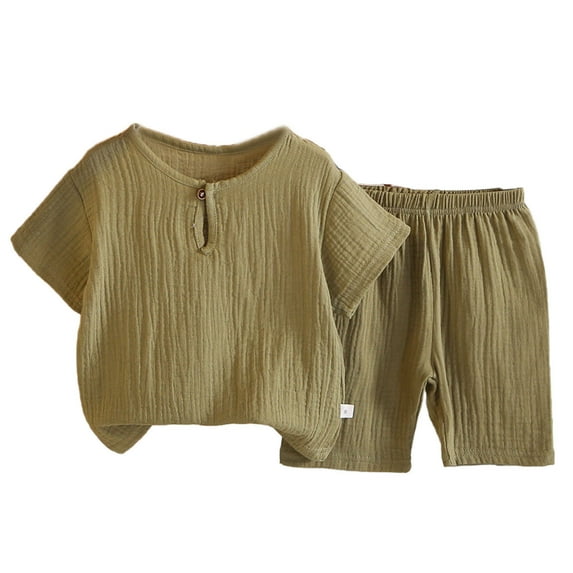 BLVB Toddler Baby Boys Girls T-Shirt and Shorts Set Cotton Linen Summer ...