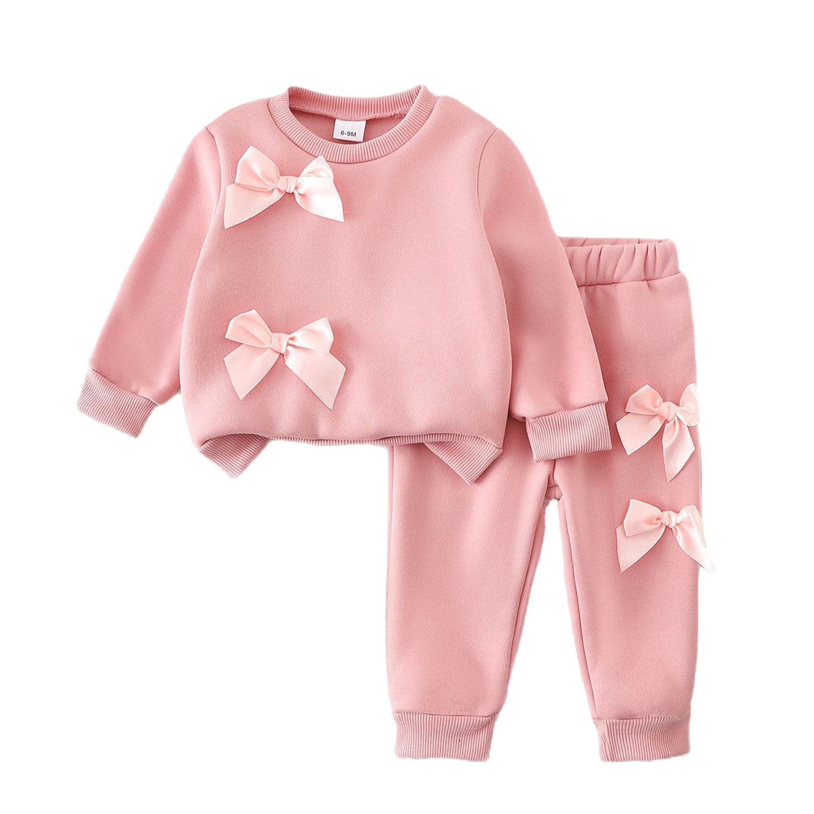 BLVB Toddler Baby Girls 2 Piece Outfits Long Sleeve Bowknot Sweatshirts ...
