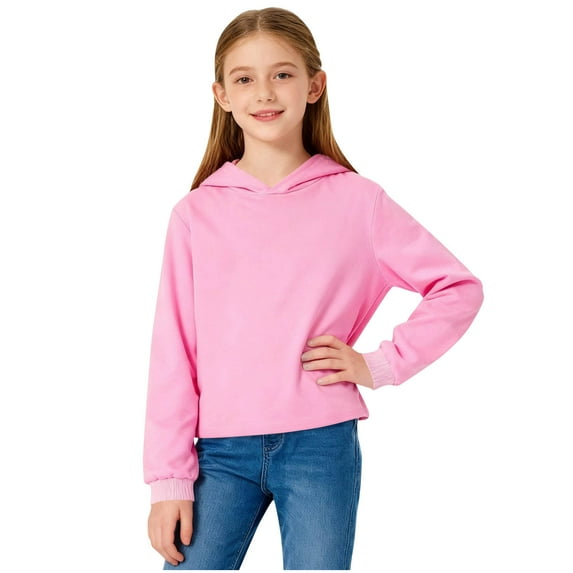 BLVB Unisex Kids Cropped Hoodie Boys Girls Long Sleeve Crop Tops Plain ...