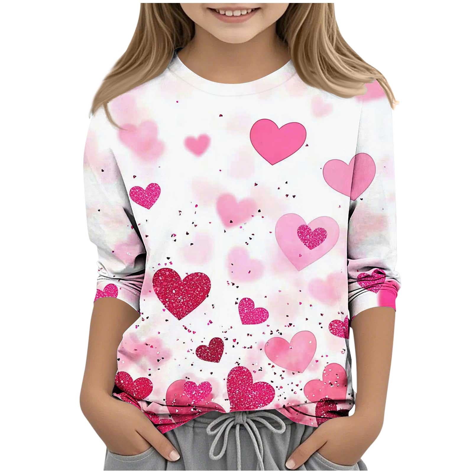 BLVB Valentine's Day Shirt for Girls Heart Graphic T-Shirts Cute Tee ...