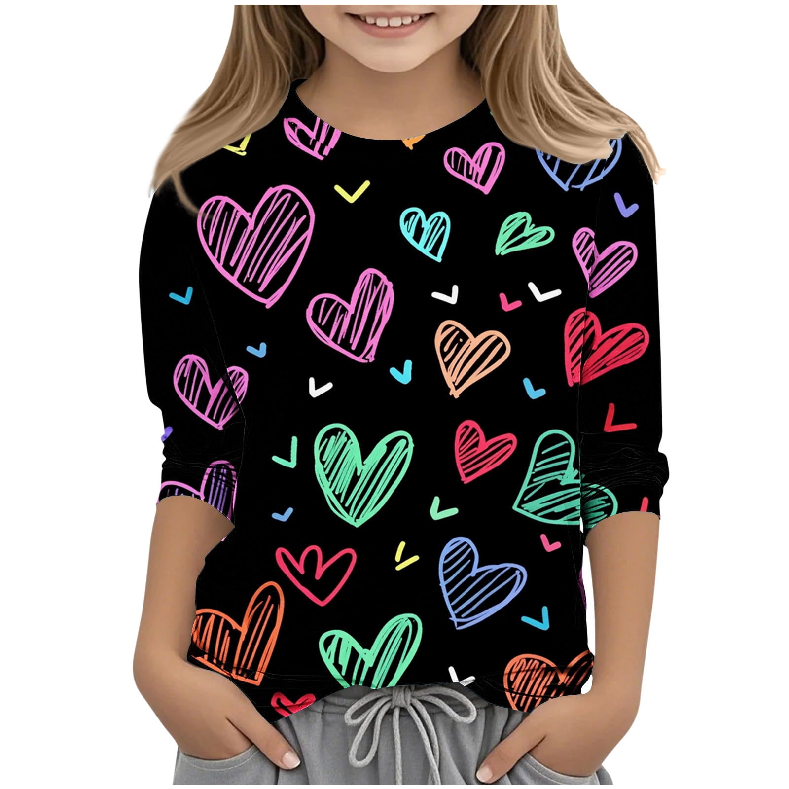 BLVB Valentine's Day Shirt for Girls Heart Graphic T-Shirts Cute Tee ...