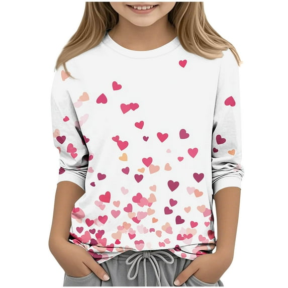 BLVB Valentine's Day Shirt for Girls Heart Graphic T-Shirts Cute Tee ...