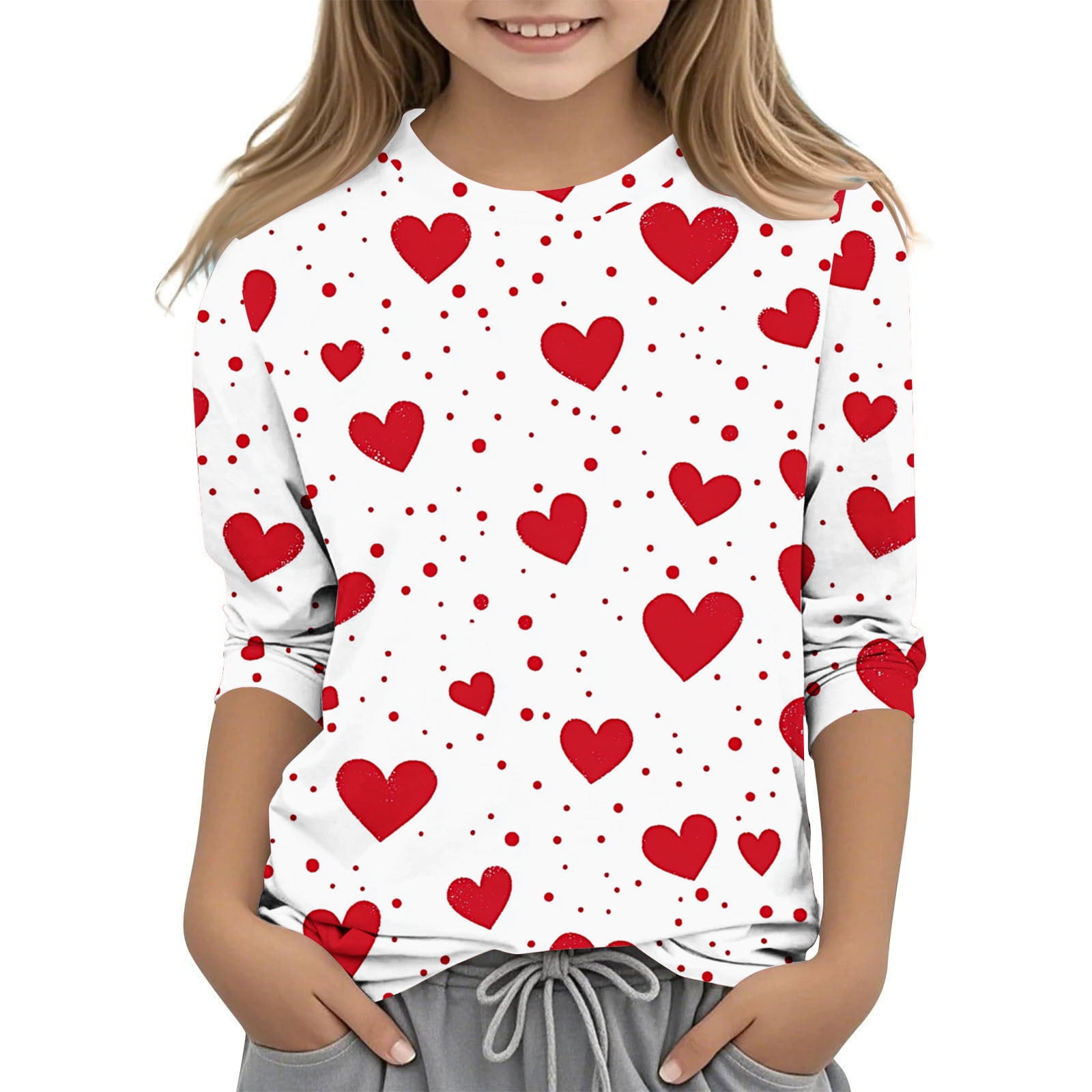 BLVB Valentine's Day Shirt for Girls Heart Graphic T-Shirts Cute Tee ...