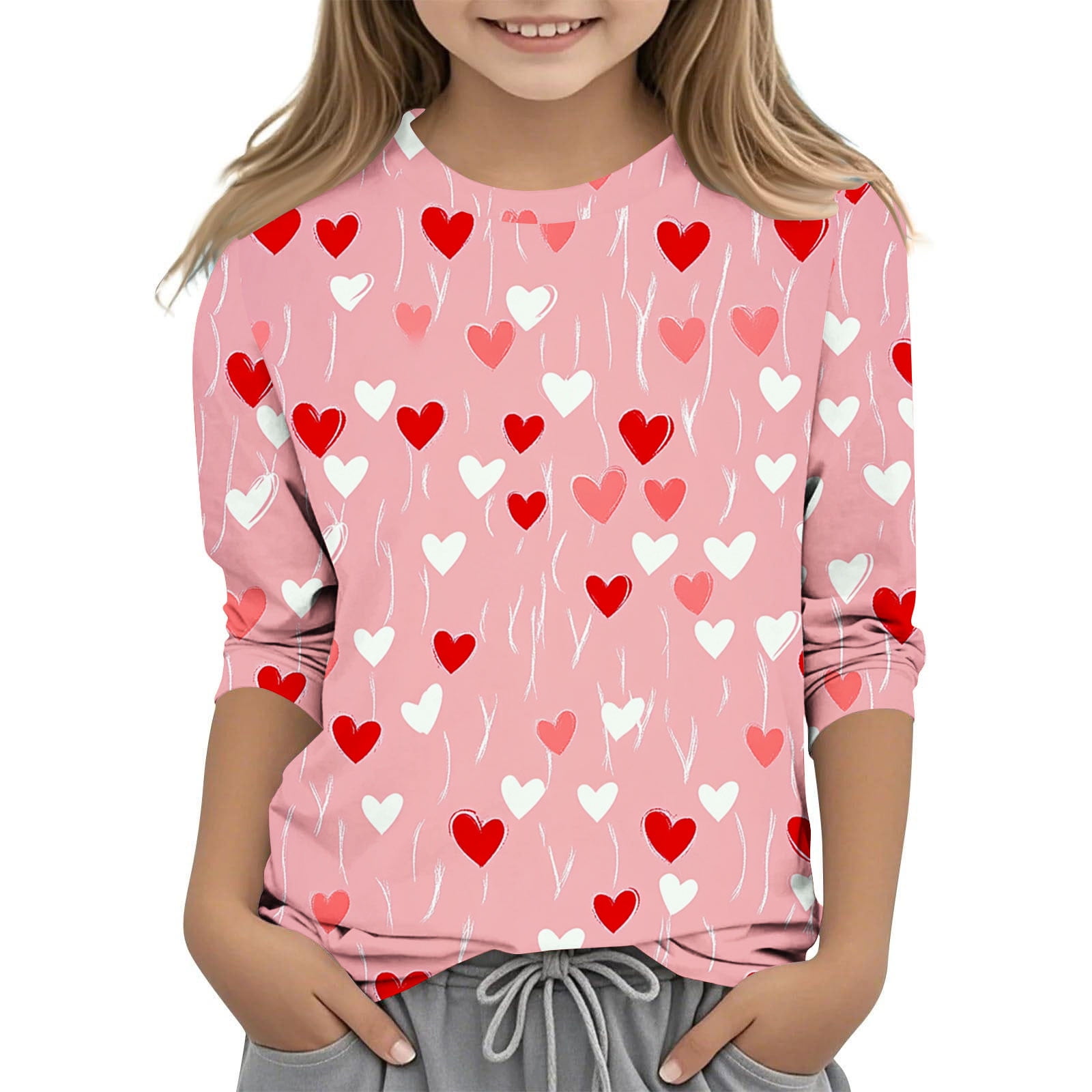 BLVB Valentine's Day Shirt for Girls Heart Graphic T-Shirts Cute Tee ...
