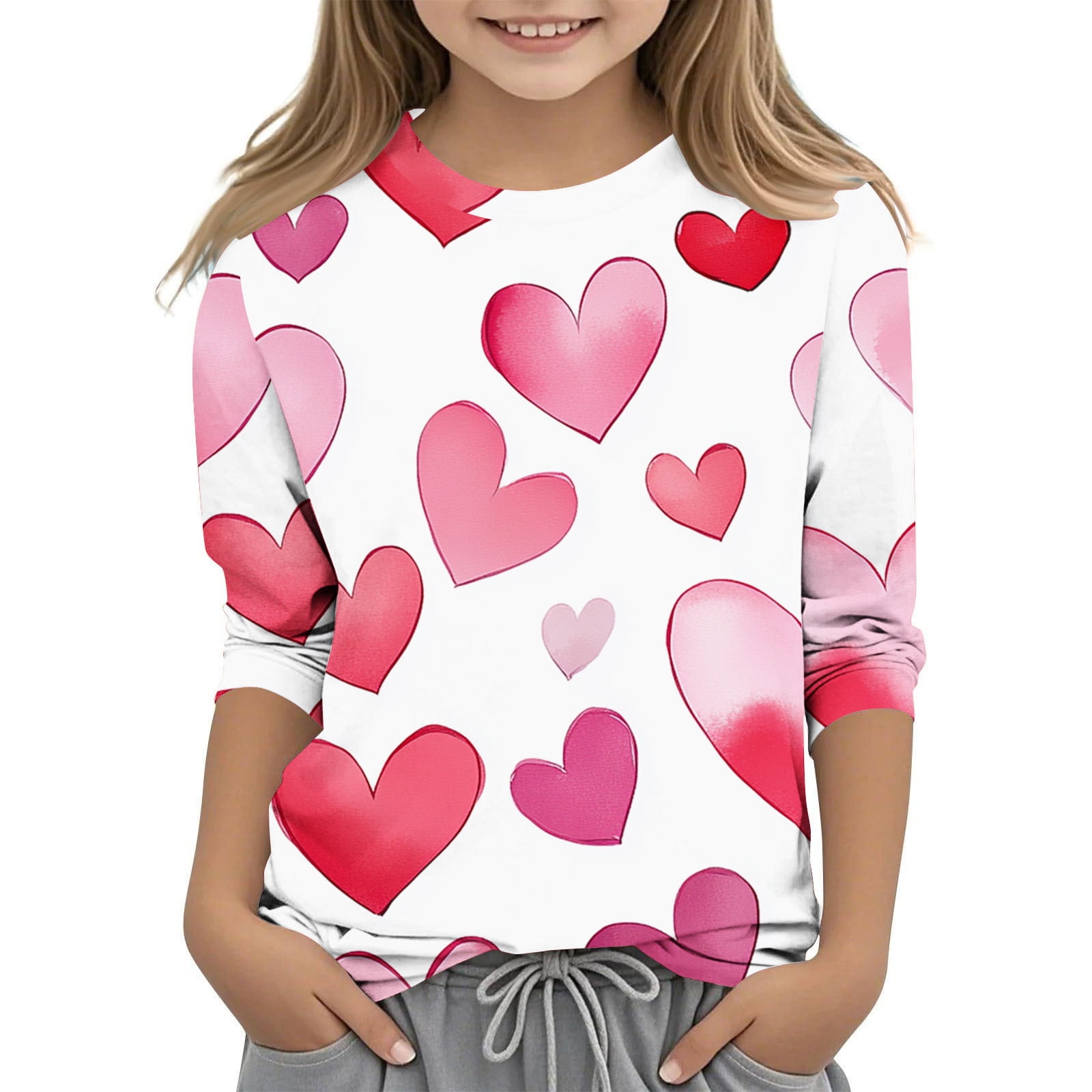 BLVB Valentine's Day Shirt for Girls Heart Graphic T-Shirts Cute Tee ...