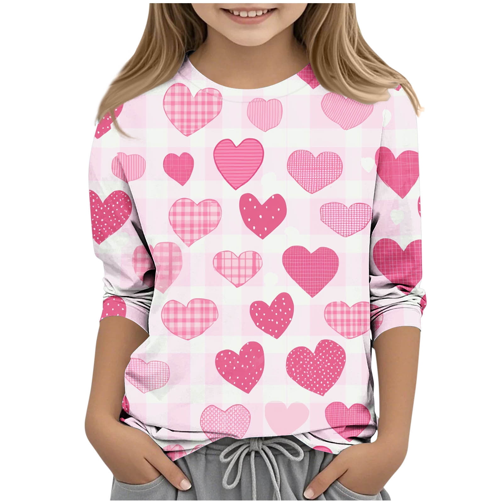 BLVB Valentine's Day Shirt for Girls Heart Graphic T-Shirts Cute Tee ...