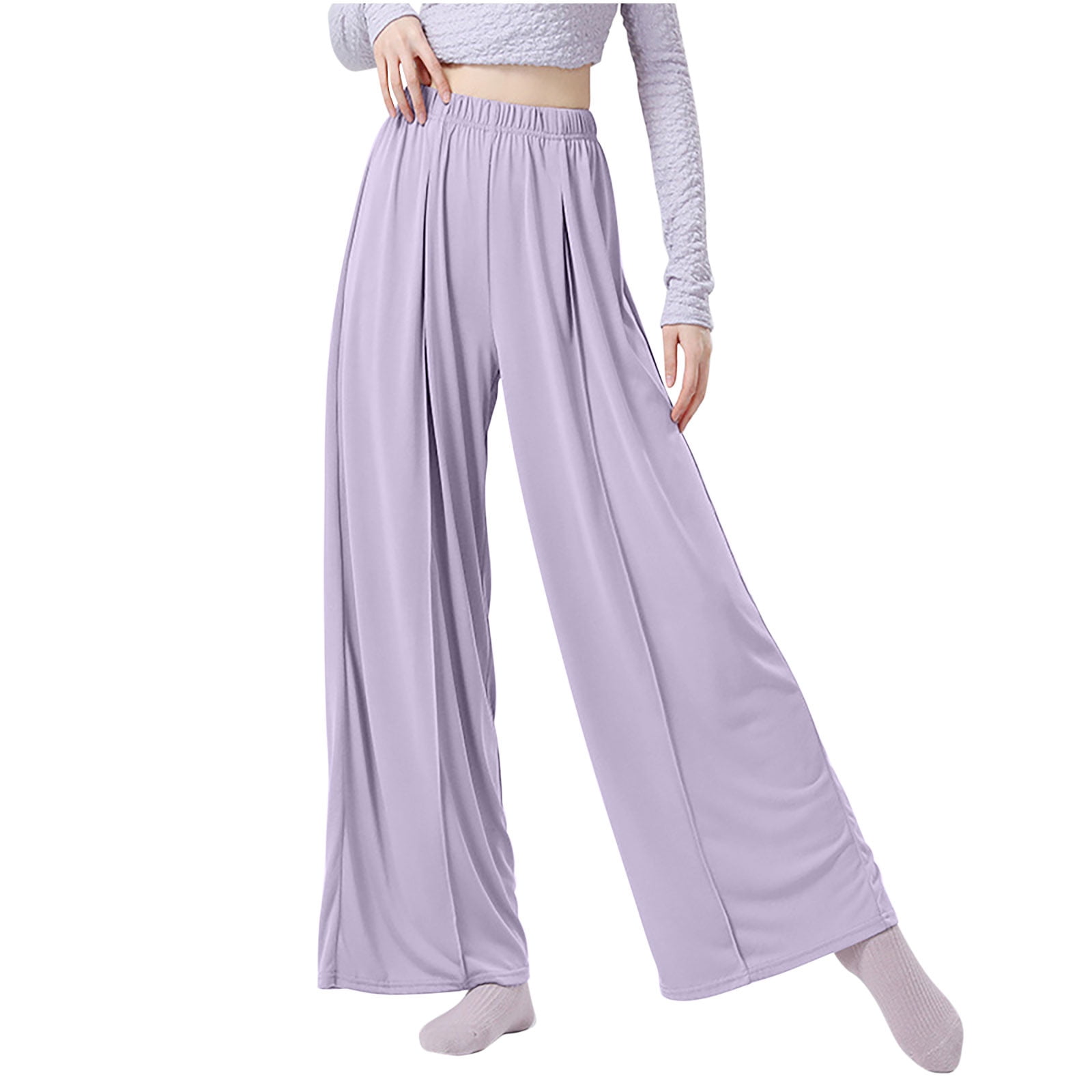 BLVB Wide Leg Yoga Pants for Women Palazzo Elastic High Waisted Flowy ...