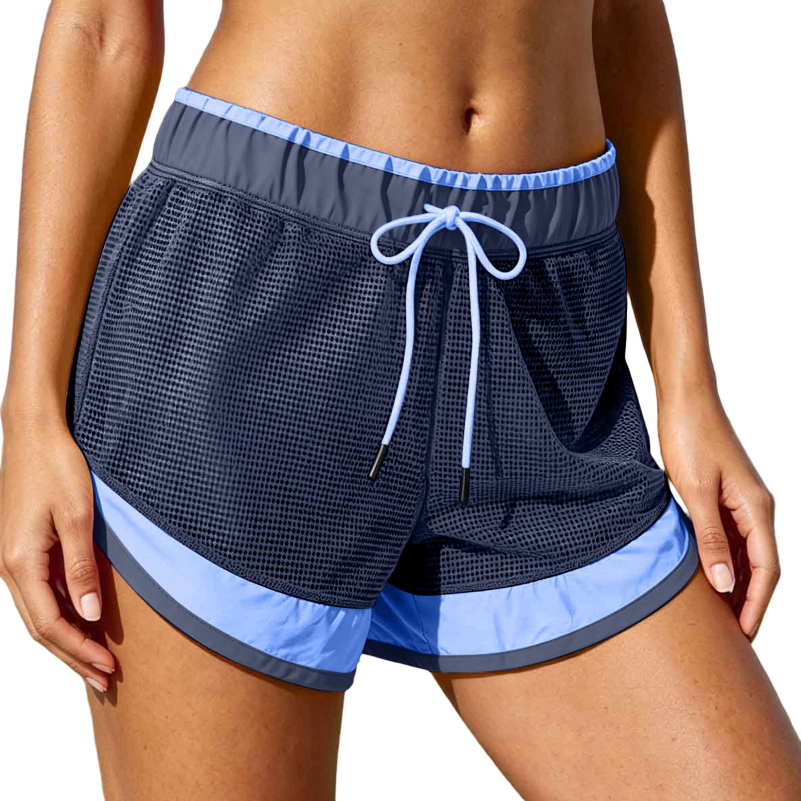 BLVB Women Athletic Shorts Mid Waisted Running Side Split Color Block ...