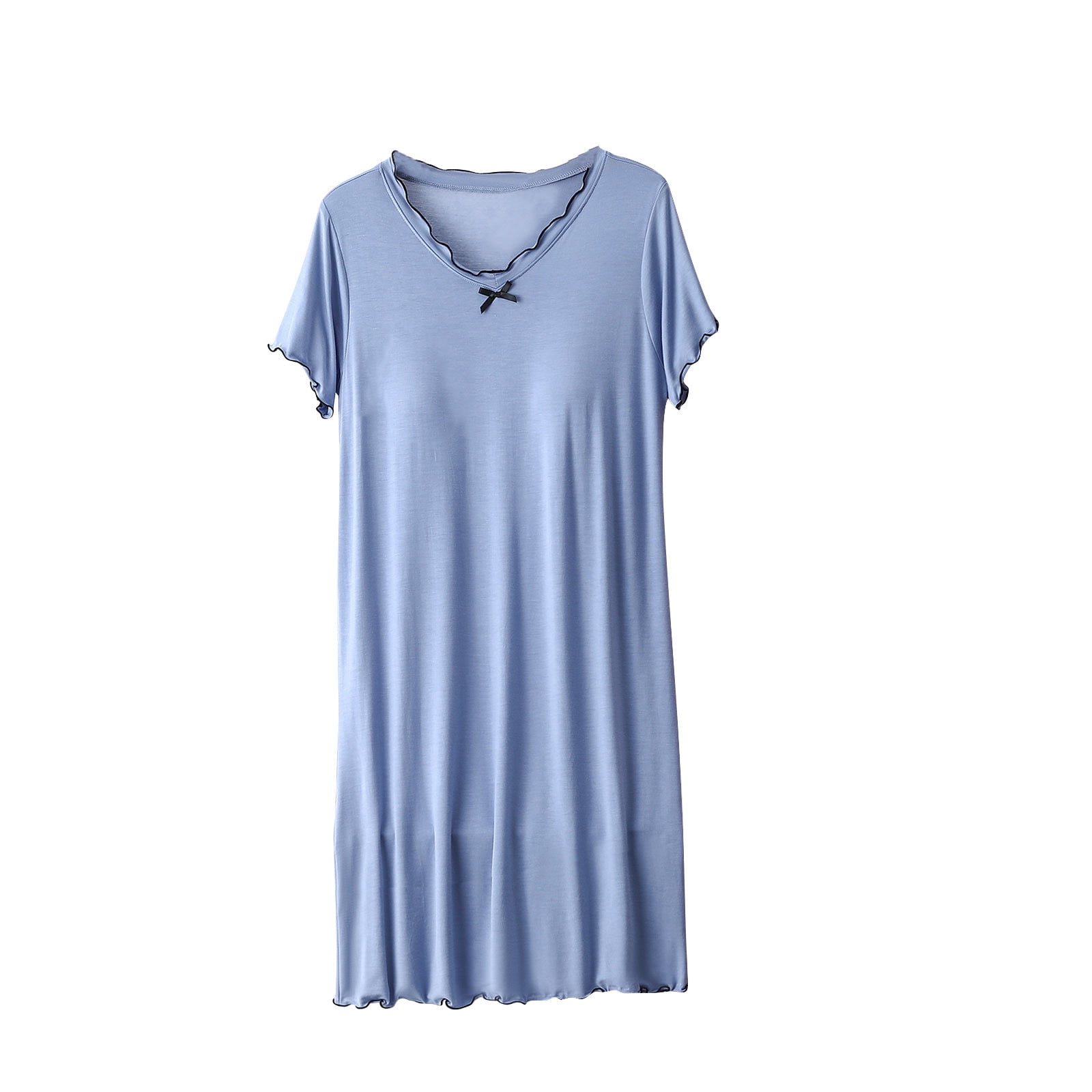 BLVB Women Soft Nightgown Sleepwear Short Sleeve Nightdress V-Neck ...