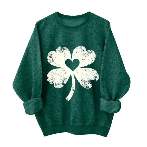 BLVB Women St. Patrick's Day Sweatshirts Shamrock Clover Print Shirts ...