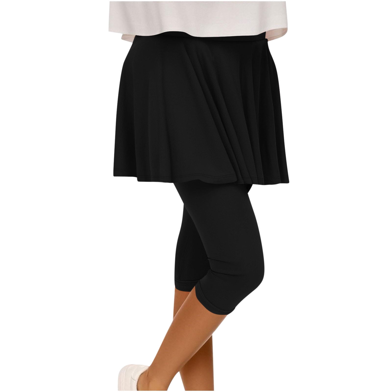 BLVB Women Tennis Skirted Capri Leggings Capris Yoga Golf Leggings with ...