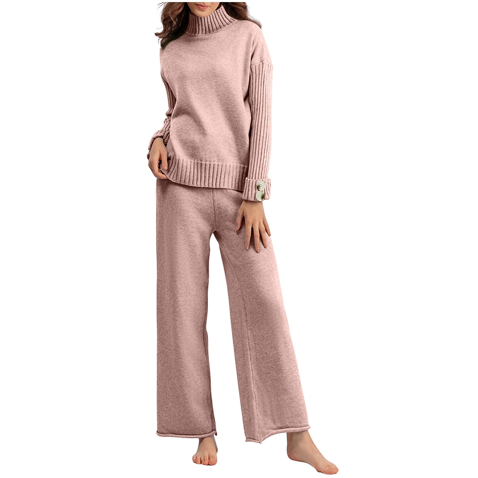 BLVB Women's 2 Piece Fall Outfits Sweater Sets Turtleneck Long Sleeve ...
