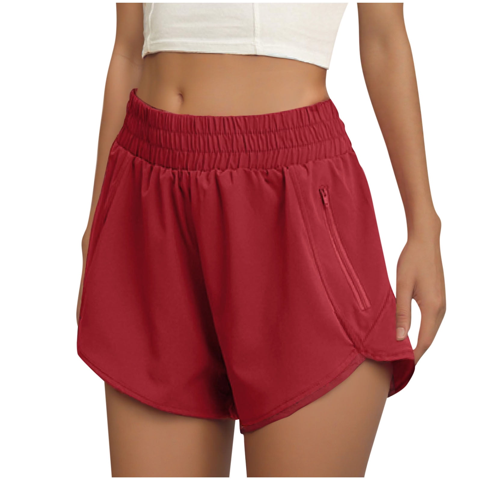 BLVB Women's Athletic Shorts High Waisted Running Shorts Sporty Short Gym Elastic Workout Shorts ...