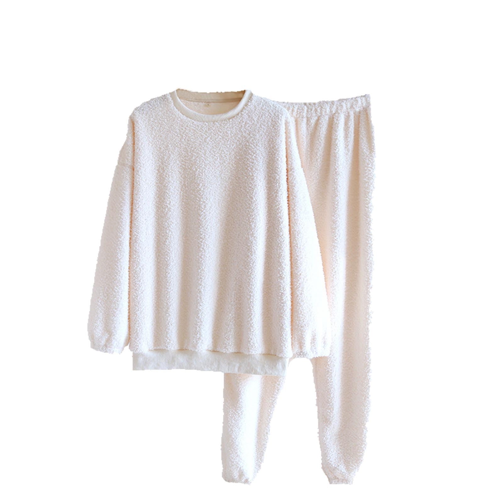 BLVB Women's Fleece Pajamas Sets Fuzzy Plush Sleepwear Warm Long Sleeve ...