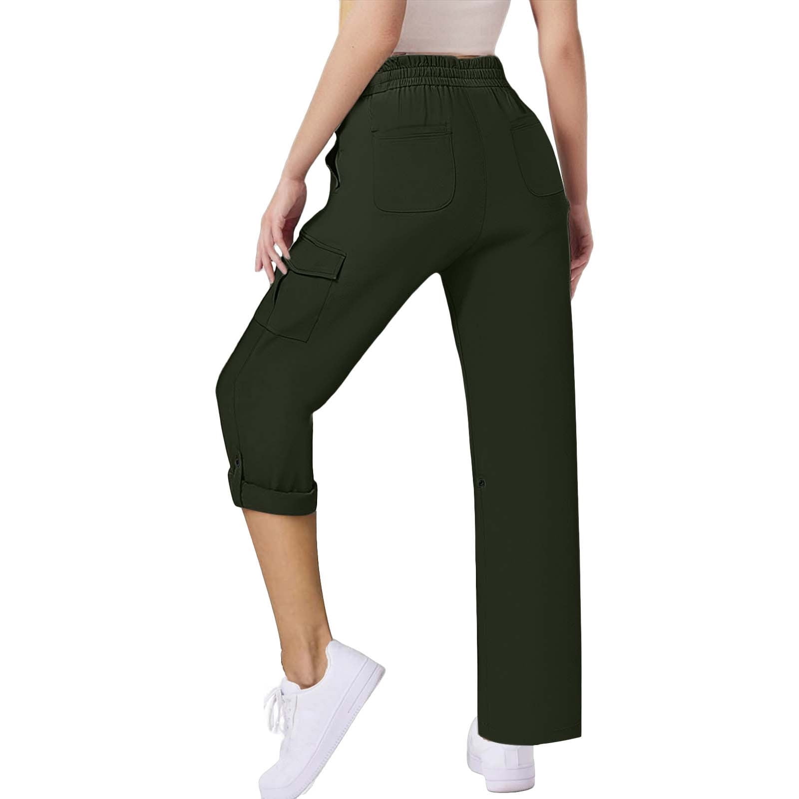 BLVB Women's Hiking Pants Roll up Cargo Pant Lightweight High Waist ...
