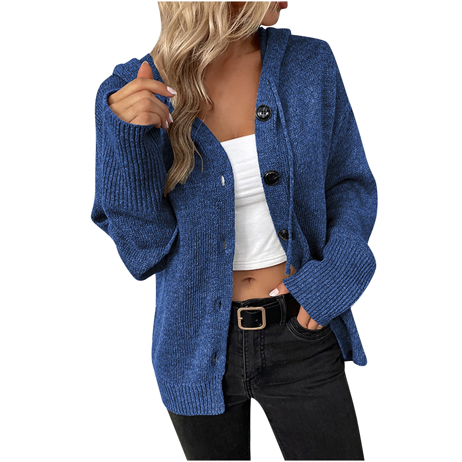 BLVB Women's Long Sleeve Knit Cardigan Sweaters Button down Open Front ...
