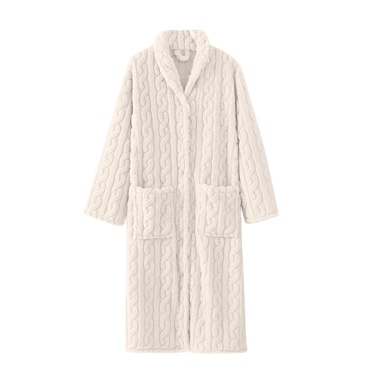 BLVB Women's Plush Long Robe Soft Bathrobe Button Up Housecoat Fuzzy ...