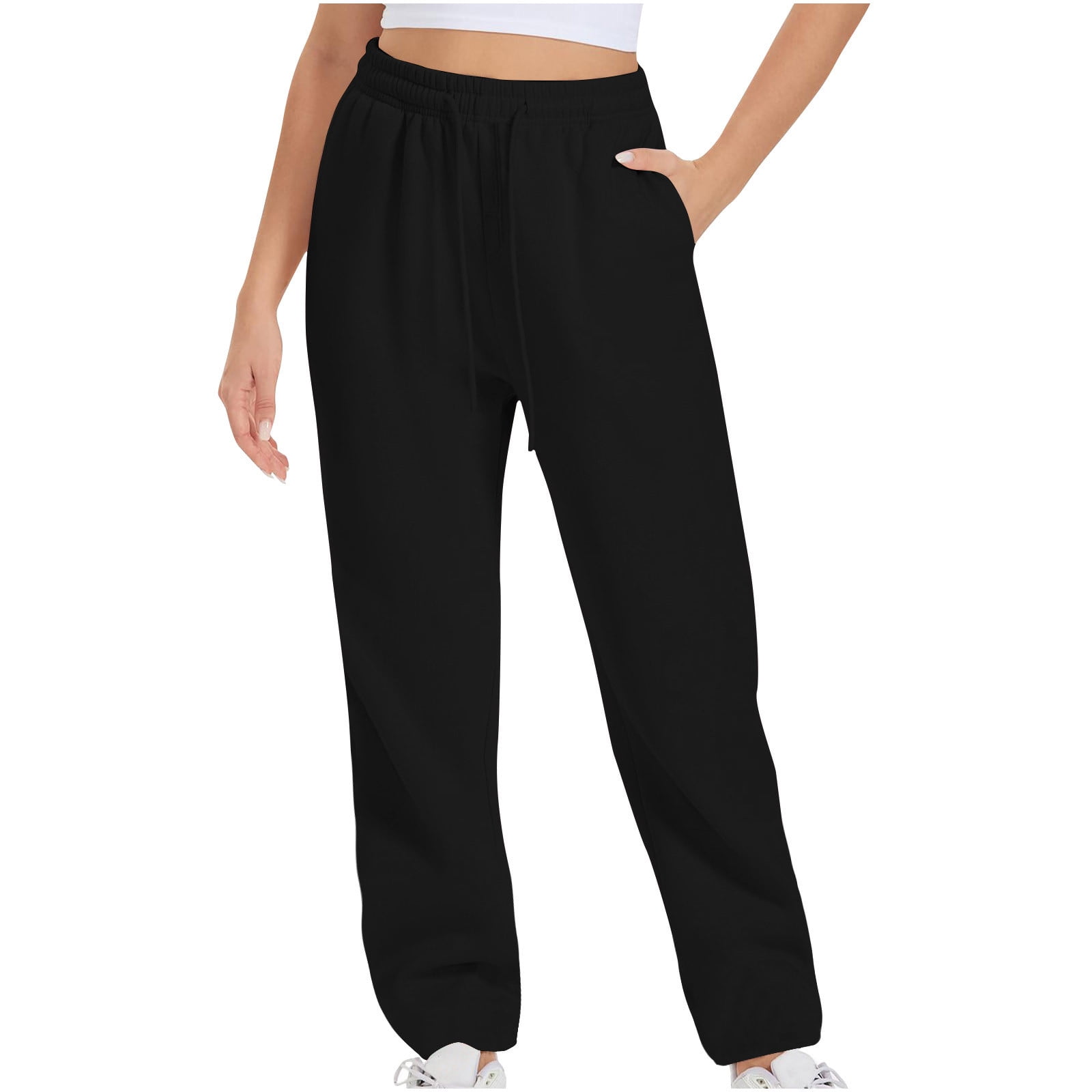 BLVB Women's Straight Leg Sweatpants Yoga Lounge Casual Pants Open ...