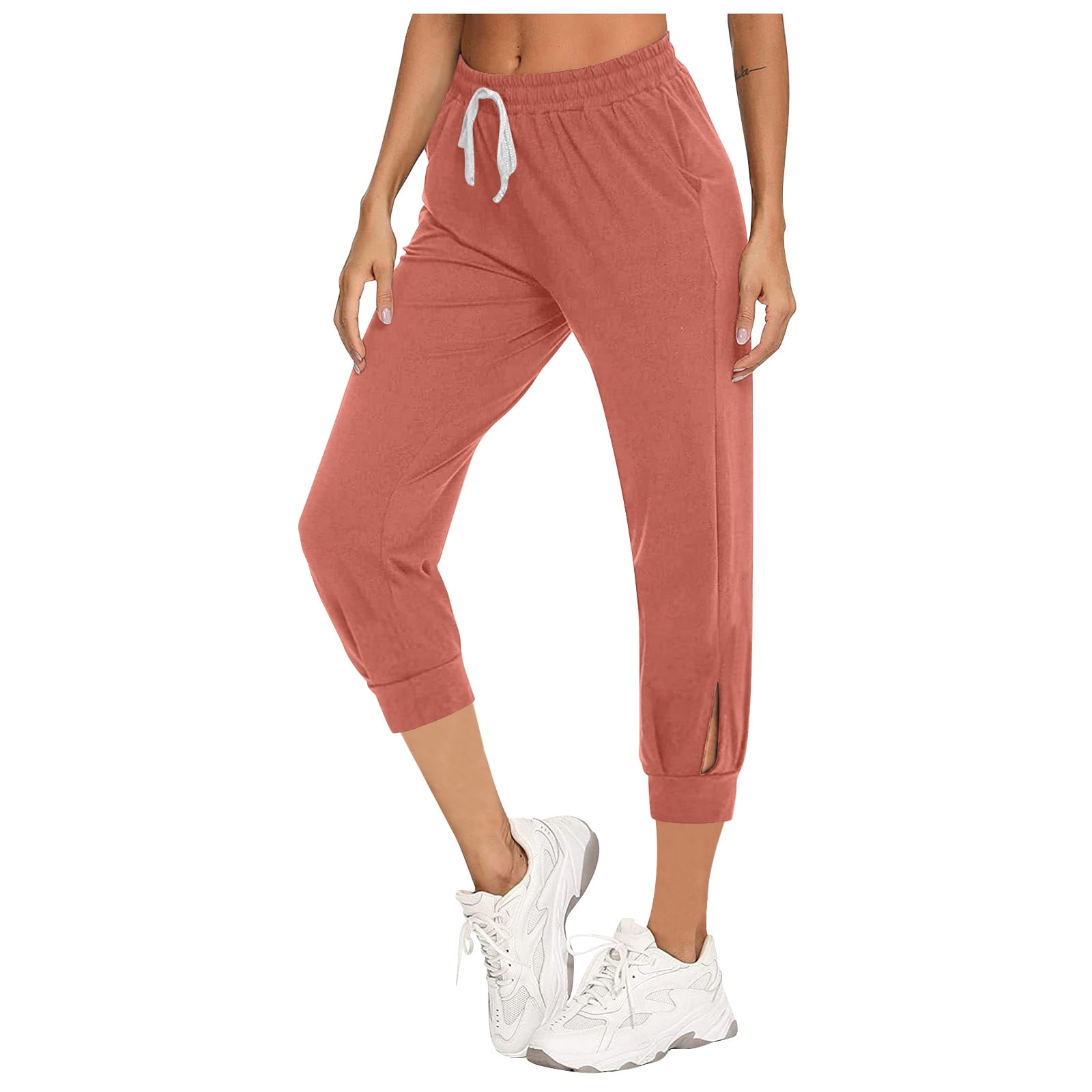 BLVB Women's Sweatpants Capri Pants Cropped Jogger Running Pants Lounge Loose Drawstring Waist ...