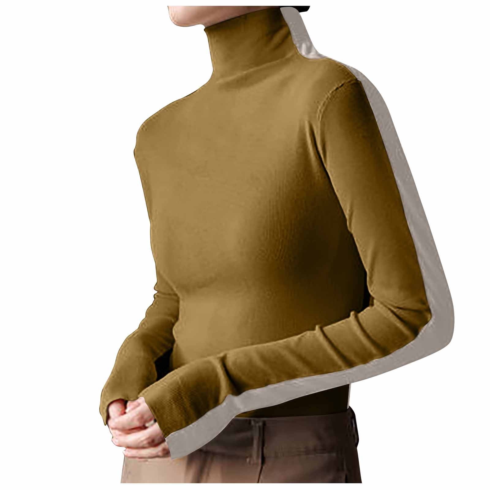 BLVB Women's Turtleneck Basic Shirts Girls Long Sleeve Going out Tees ...