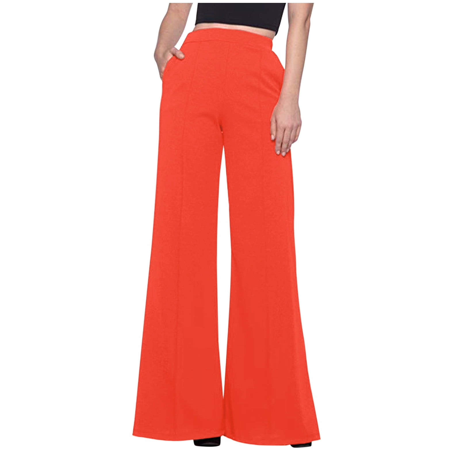 BLVB Women's Wide Leg Palazzo Pants Elastic High Waist Office Trousers ...
