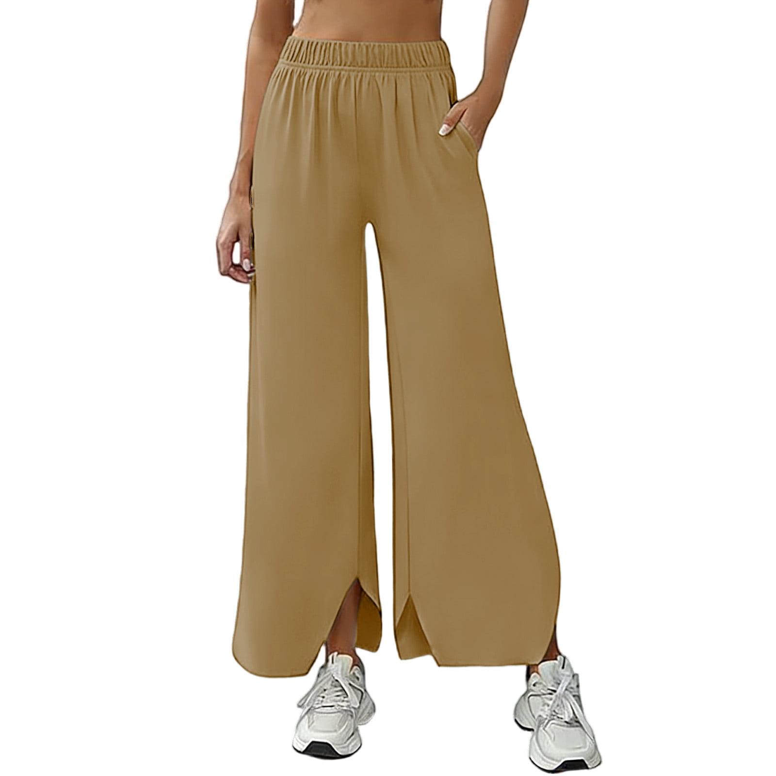 BLVB Women's Wide Leg Yoga Pants with Pockets High Waist Loose ...