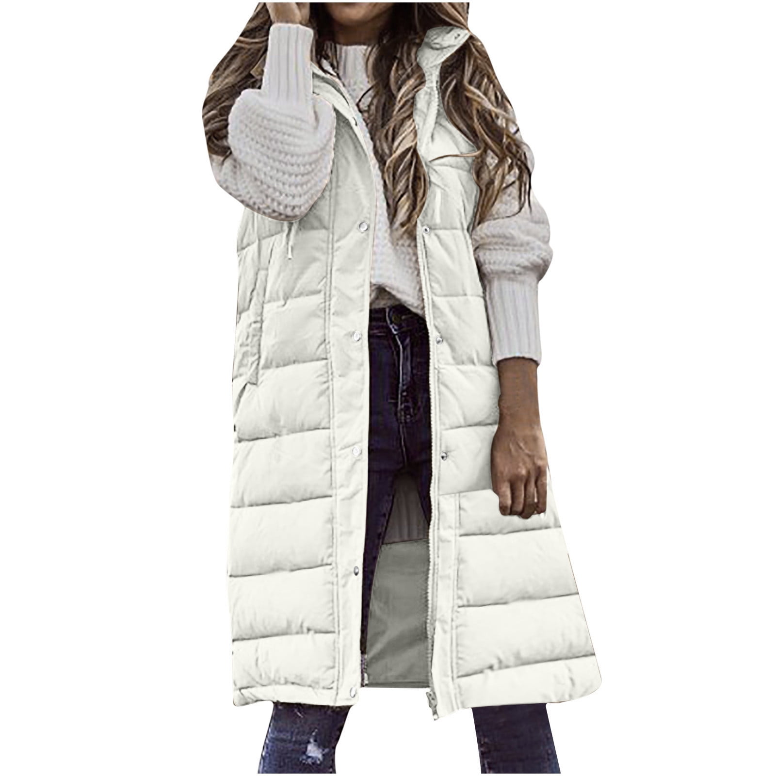 BLVB Women's Full-Zip Sleeveless Puffer Vest, Winter Hooded BLVB Women's Full-Zip Sleeveless Puffer Vest, Winter Hooded