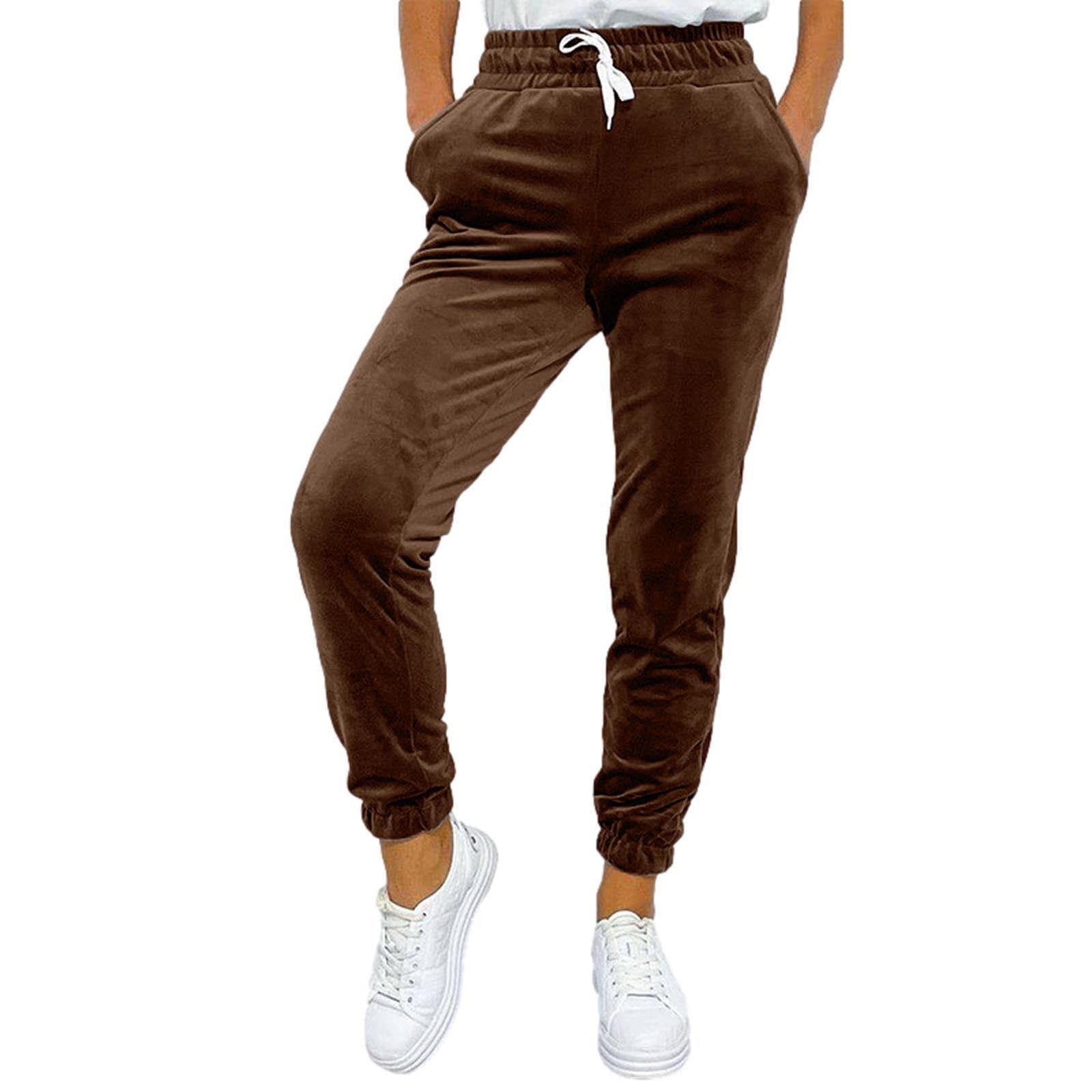 BLVB Women's Winter Warm Velour Sweatpants, Velvet Joggers, Cozy Active ...