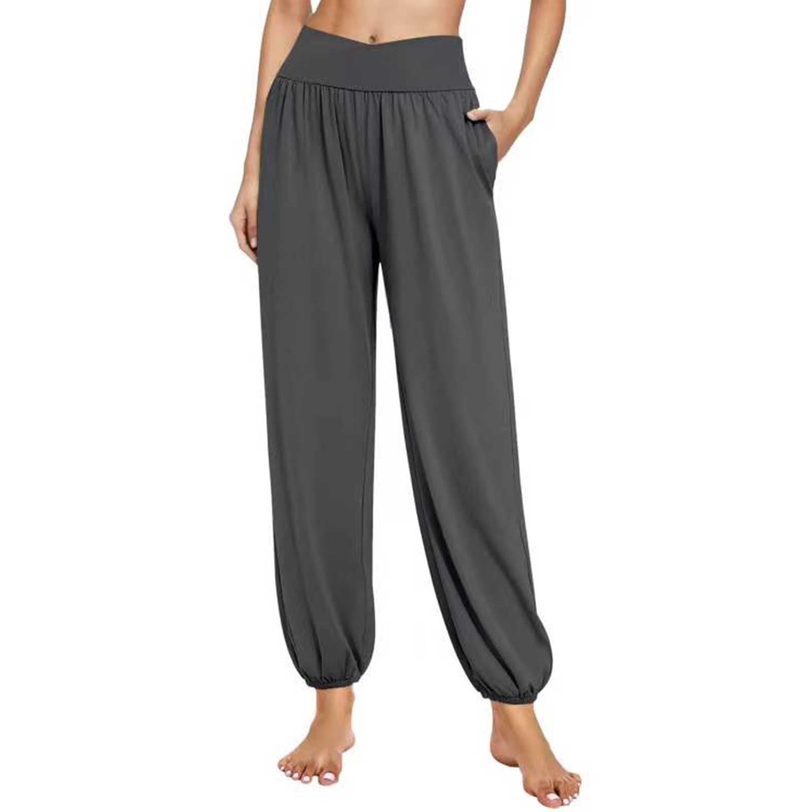 BLVB Women's Yoga Pants Crossover High Waisted Workout Sweatpants Comfy ...