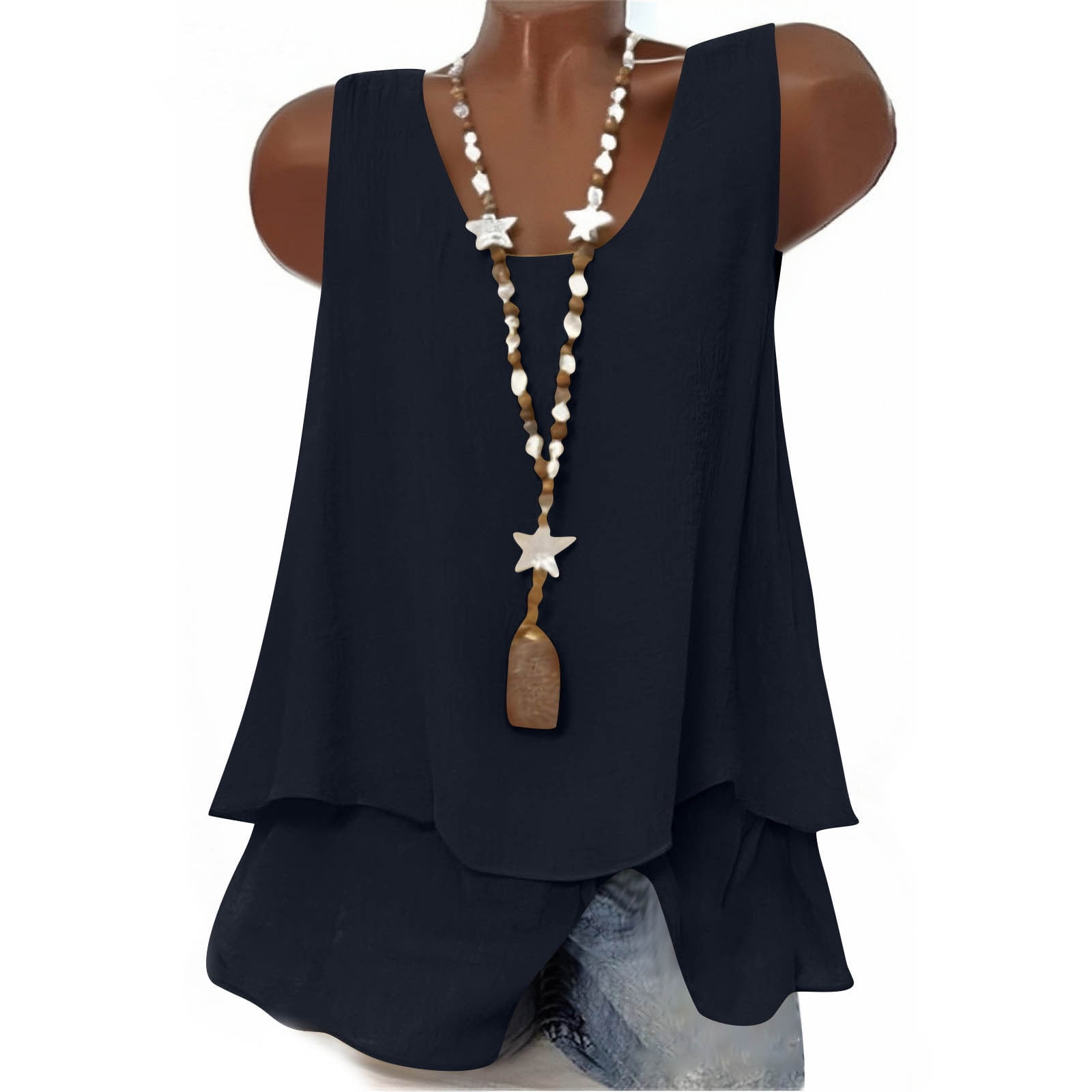 BLVB Womens Cotton Linen Tank Tops Scoop Neck Casual Cami Sleeveless ...