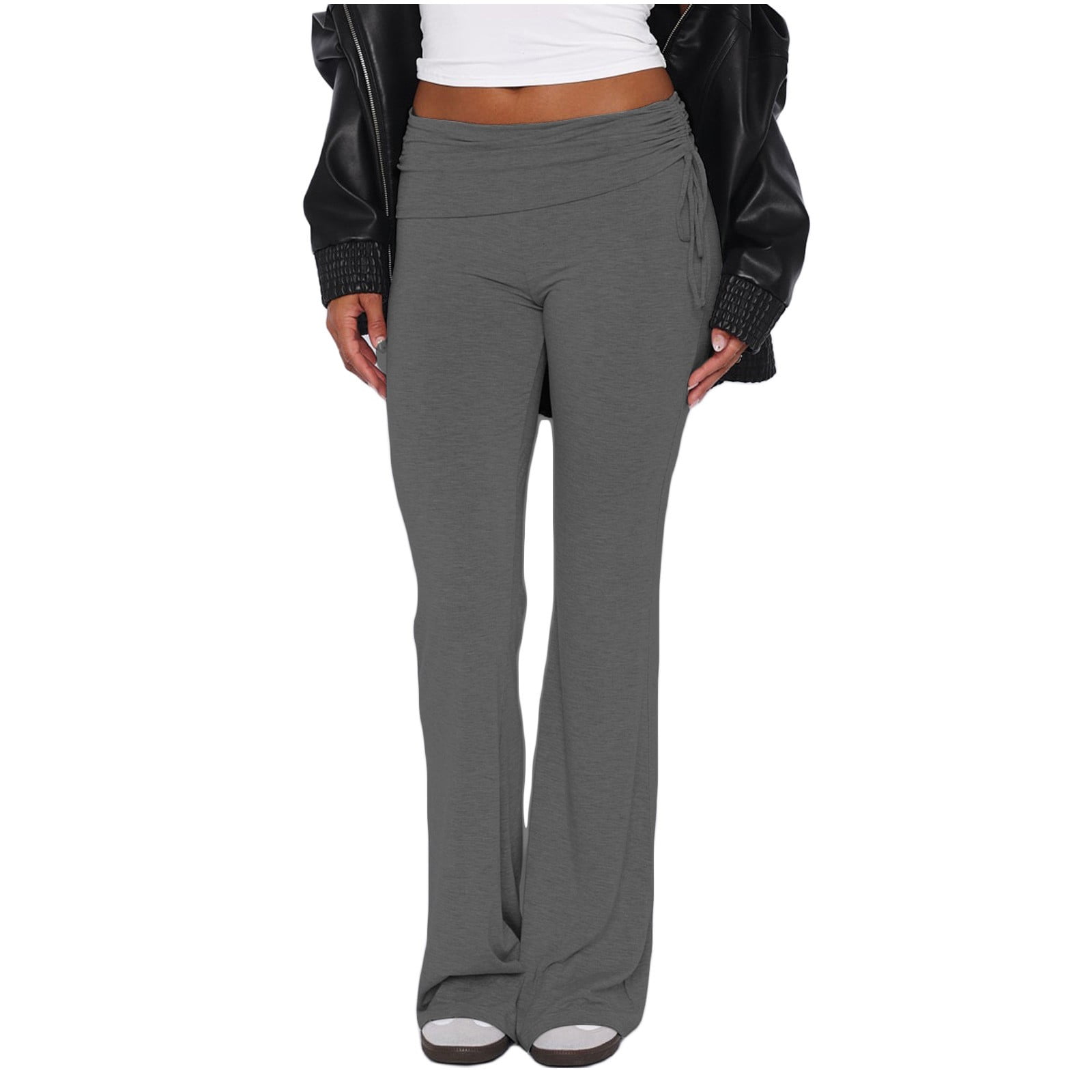 BLVB Womens Flare Leggings Yoga Pants Fold over Wasit Bootcut Bell ...