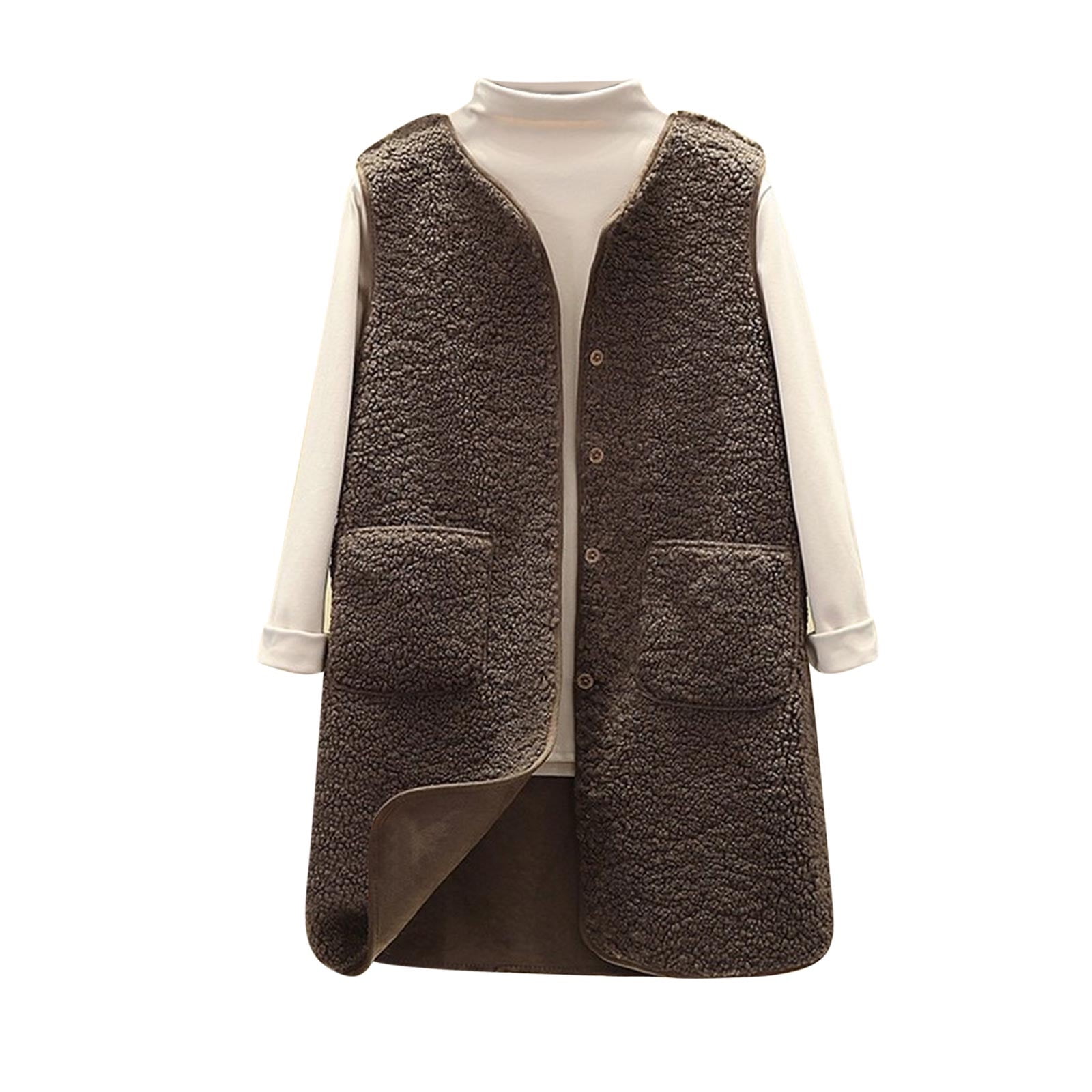 BLVB Womens Fuzzy Fleece Jacket Lightweight Warm Vest Cozy Sleeveless ...