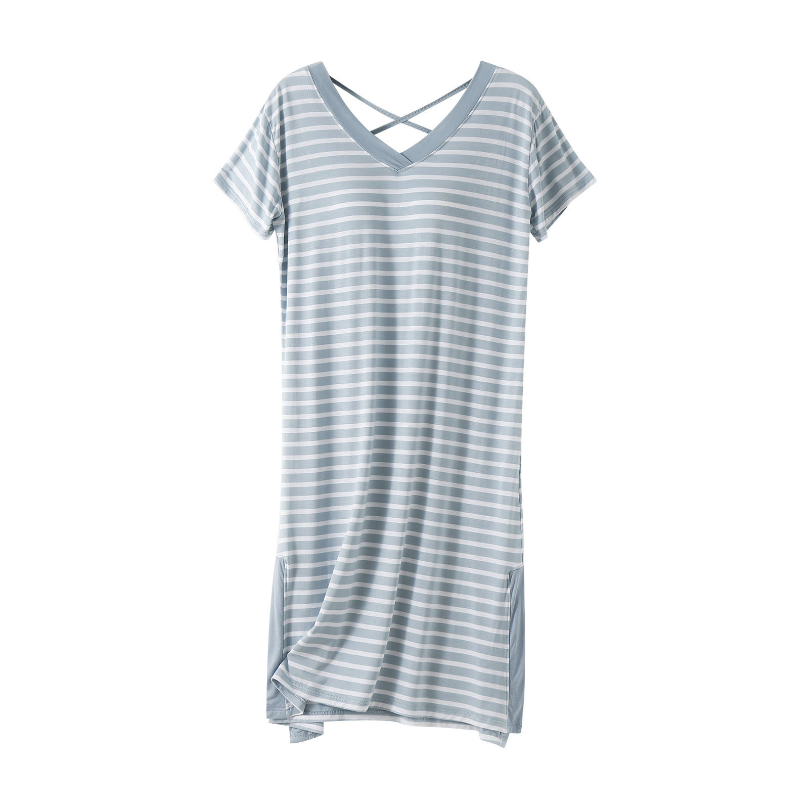 BLVB Womens Nightgown Short Sleeve Sleepshirts V Neck Sleepwear Comfy ...