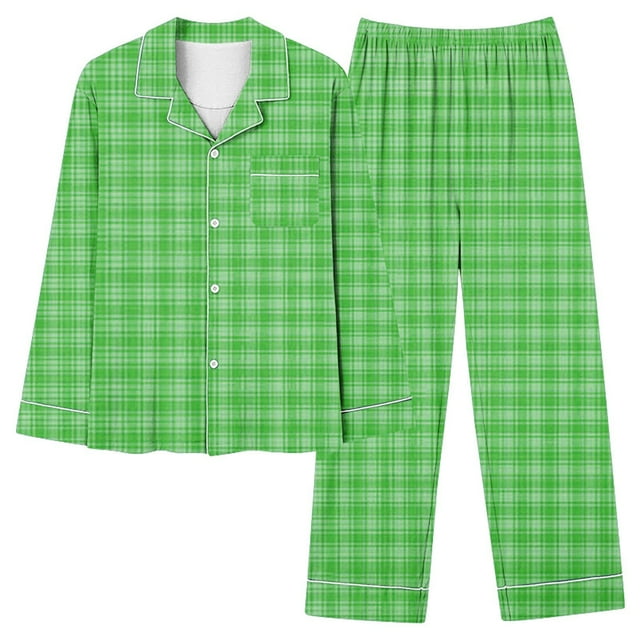 Blvb Womens Plaid Pajama Sets Casual Long Sleeve Button Down Shirts And