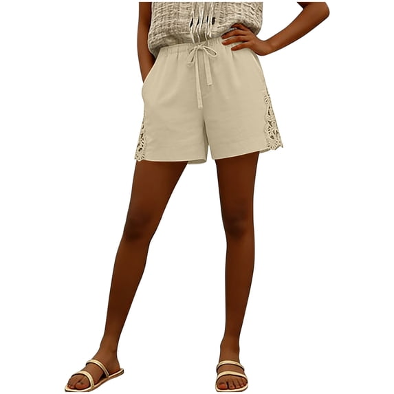 BLVB Womens Shorts Summer Casual Loose Elastic Waist Drawstring Side ...