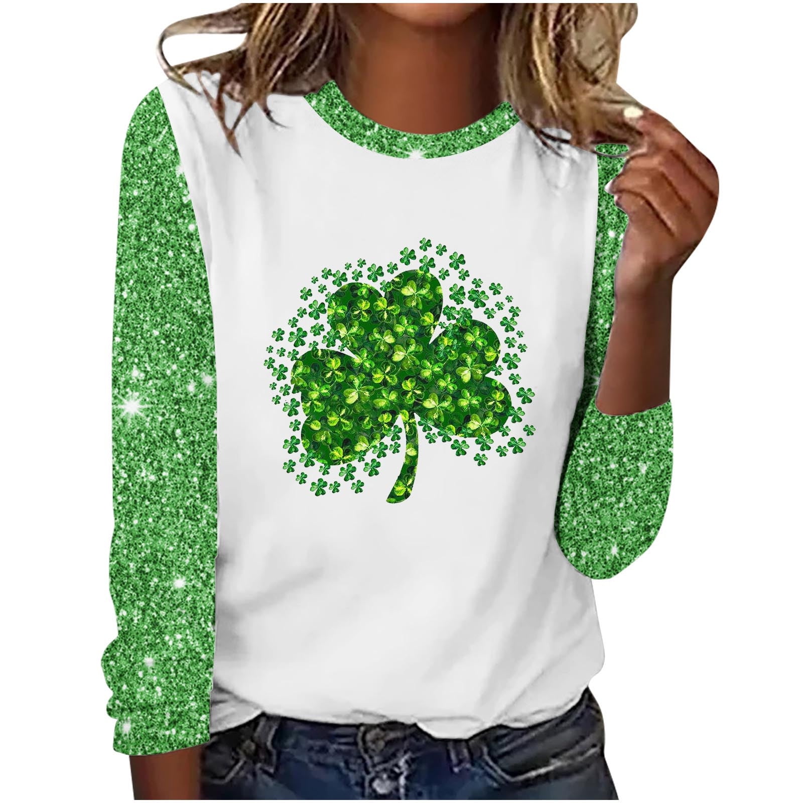 Blvb Womens St Patricks Day Shirts Long Sleeve Crewneck T Shirt