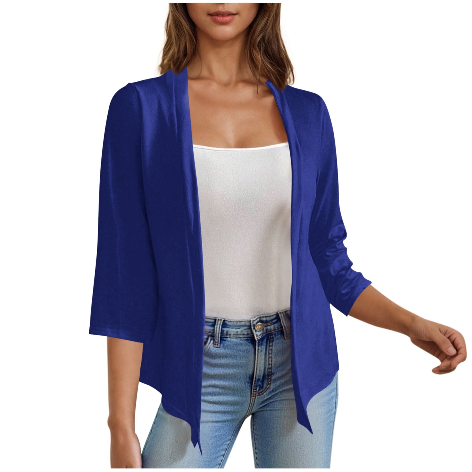 BLVB Womens Summer Lightweight Cardigan 3/4 Sleeve Shrugs Light Weight ...