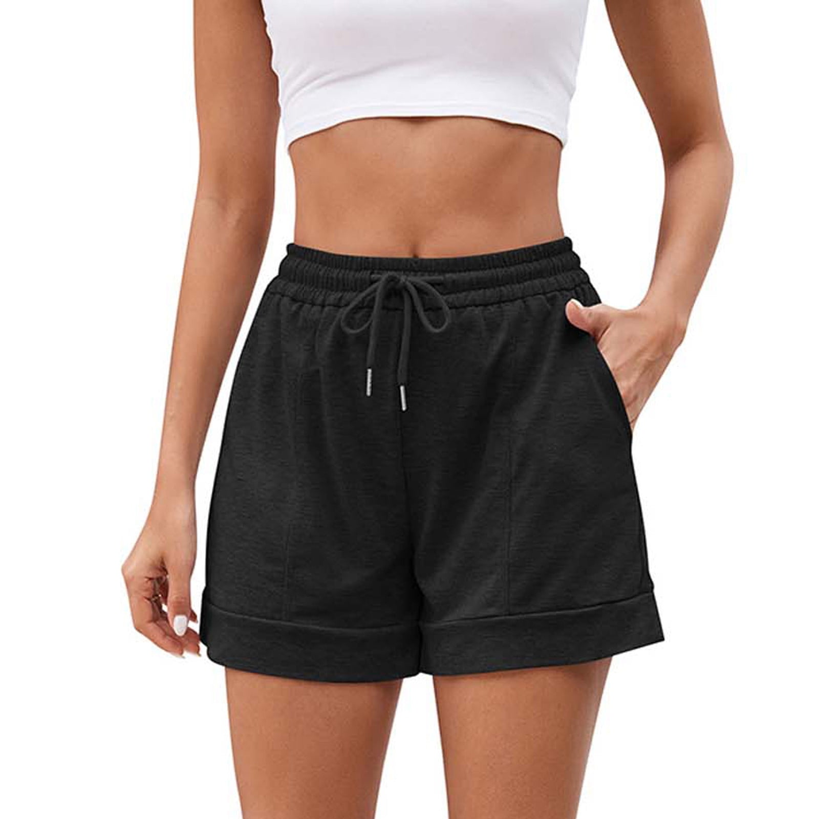 Blvb Womens Sweat Shorts Casual Comfy Drawstring High Waist Shorts