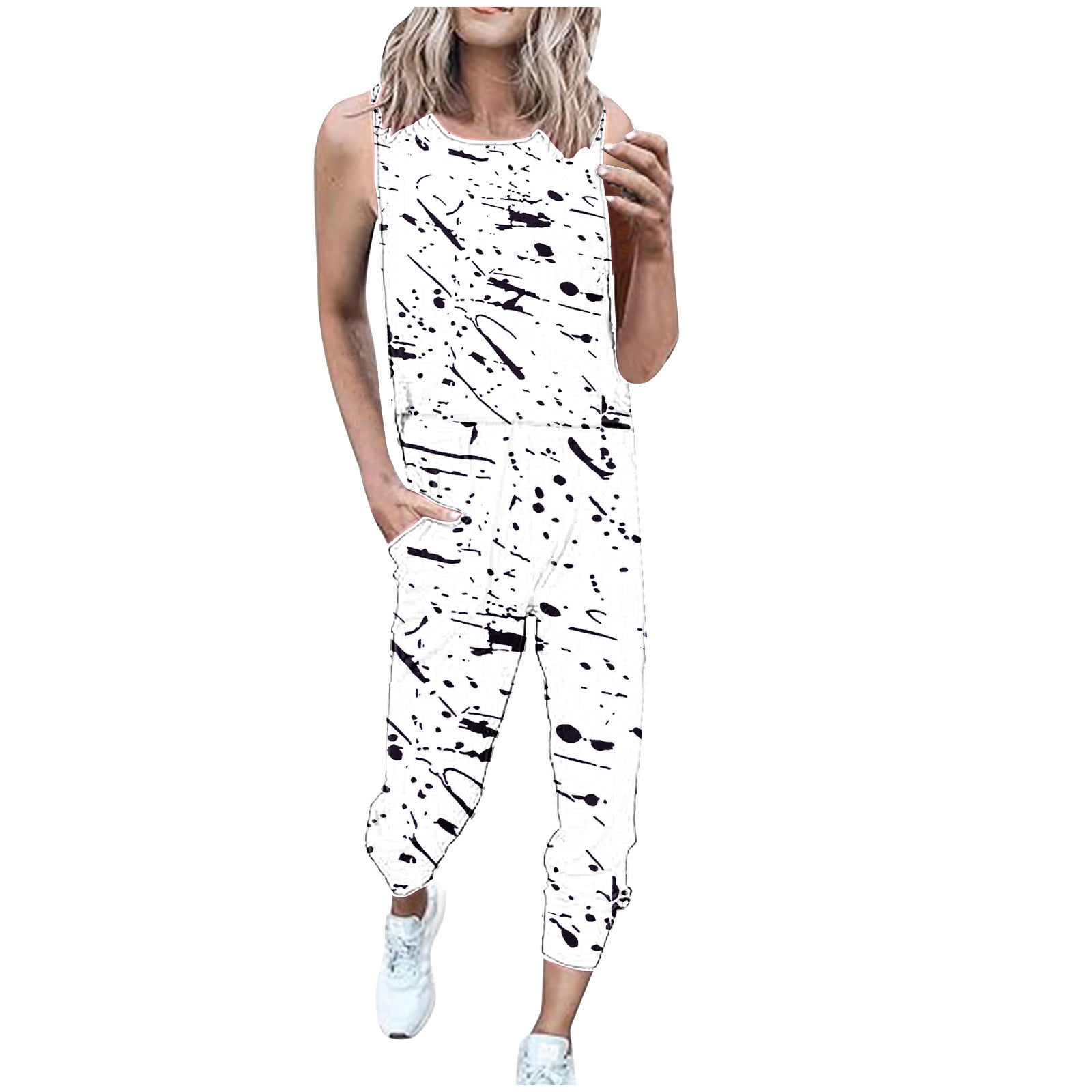 BLVB Womens Tracksuit Summer 2 Piece Outfits Casual Sleeveless Tank ...