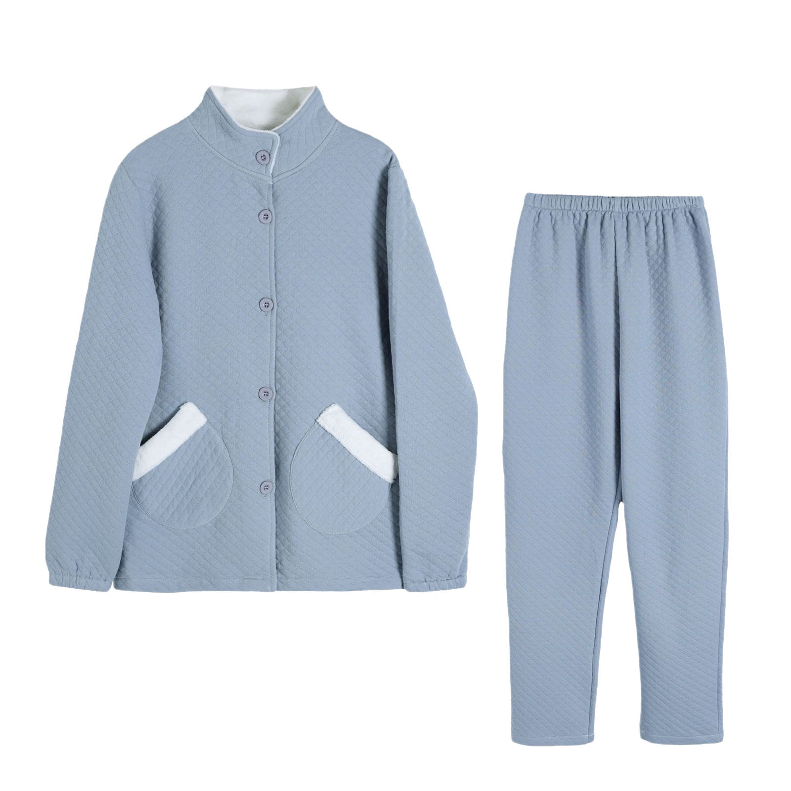 BLVB Womens Winter Fleece Pajamas 2 Piece Outfits Plush Cozy Button ...