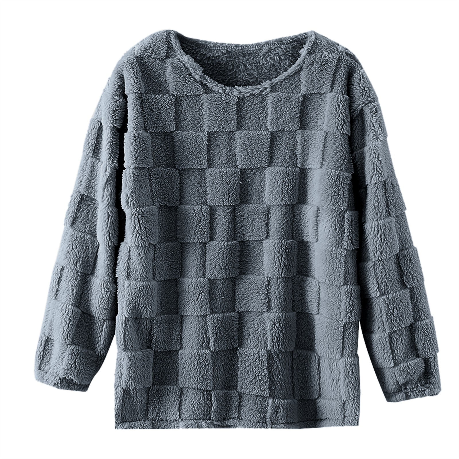 BLVB Womens Winter Warm Fuzzy Fleece Pullover Long Sleeve Crewneck ...