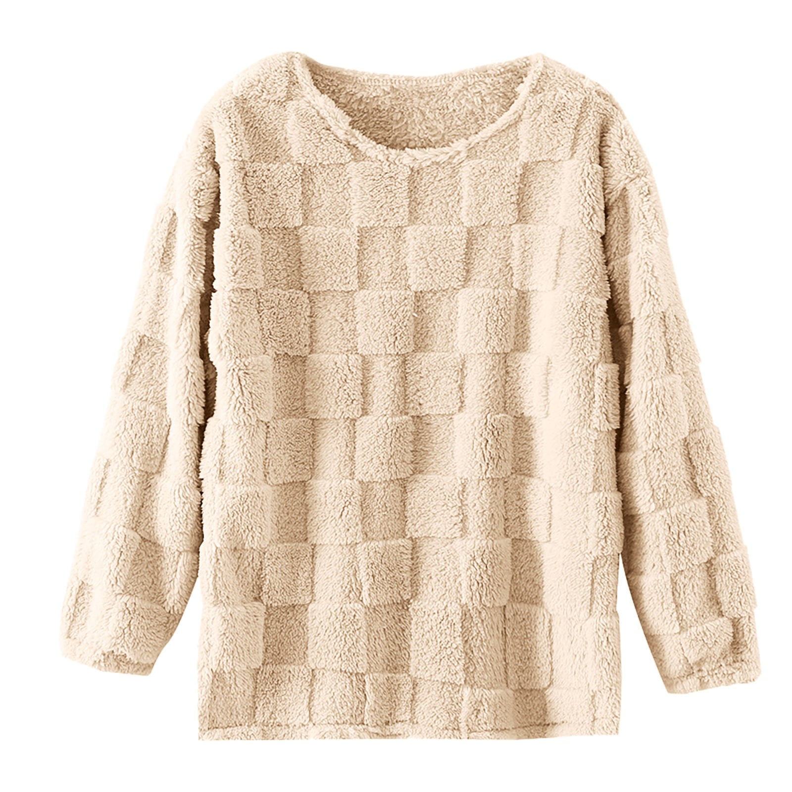 BLVB Womens Winter Warm Fuzzy Fleece Pullover Long Sleeve Crewneck ...