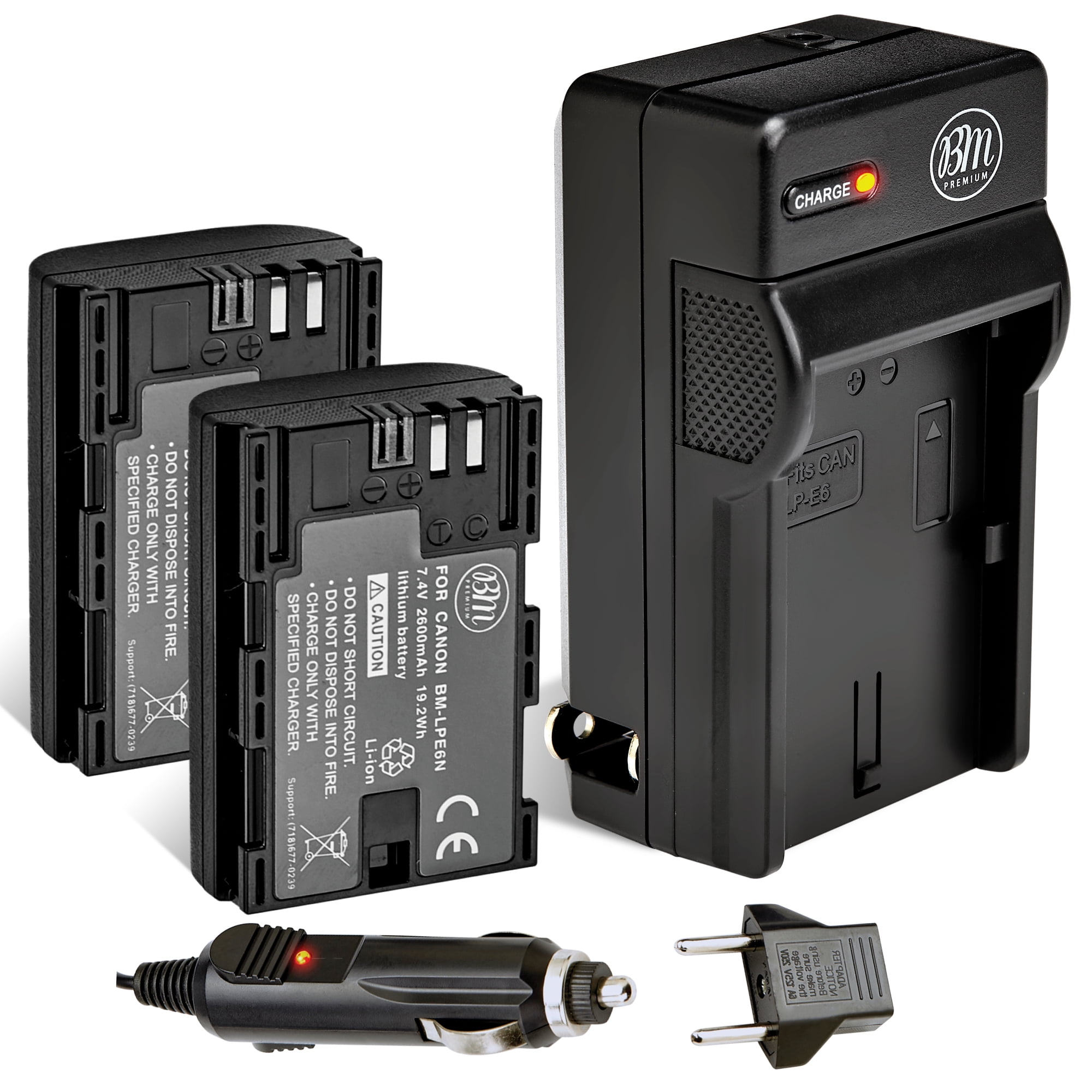 BM 2 LP-E6, LP-E6N Batteries and Charger for Canon EOS R, EOS 60D, EOS ...